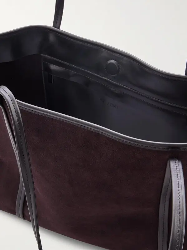 ST. AGNI Bateau Leather-trimmed Suede Tote