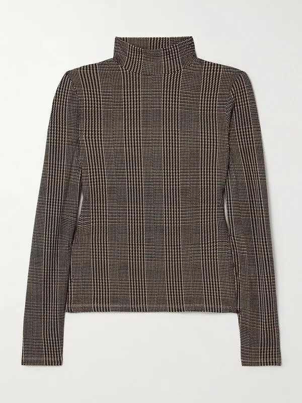 Veronica Beard Prince Of Wales Stretch-lyocell Top - Brown
