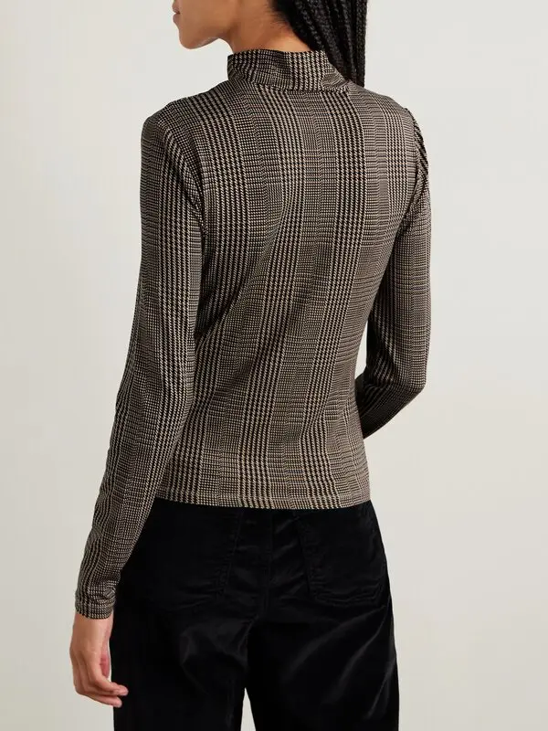 Veronica Beard Prince Of Wales Stretch-lyocell Top - Brown
