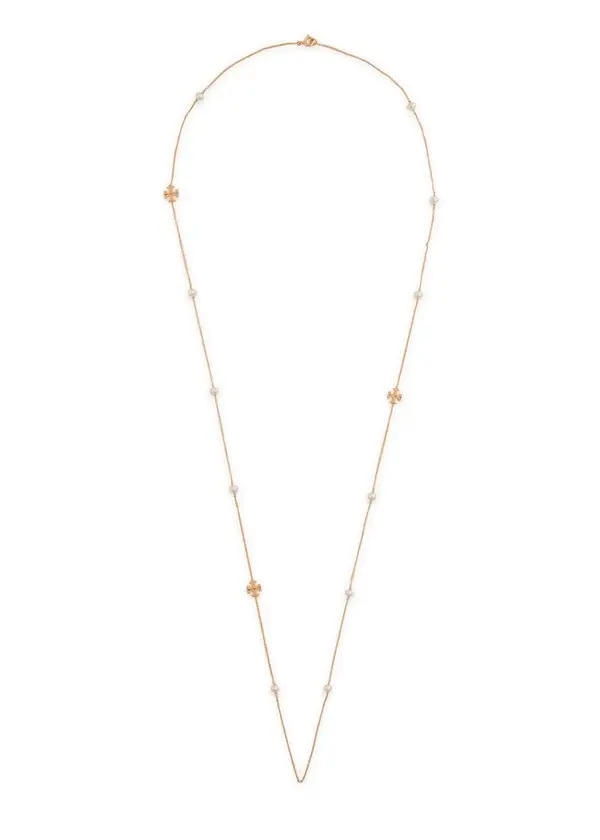 Tory Burch Moondance Long Pearl-embellished 18kt-plated Necklace - Gold