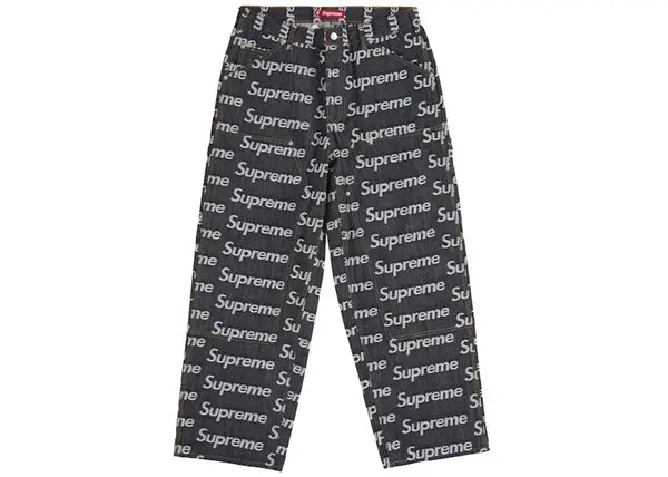 Supreme Jacquard Logos Double Knee Denim Painter Jean - Rigid Indigo