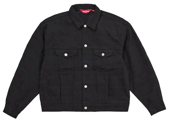 Supreme Jacquard Logos Denim Trucker Jacket - Black