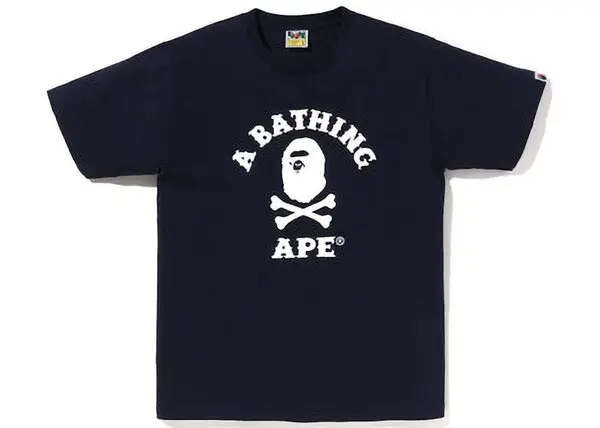 A BATHING APE Captain Ape Crossbone Tee Shirt - Navy Blue