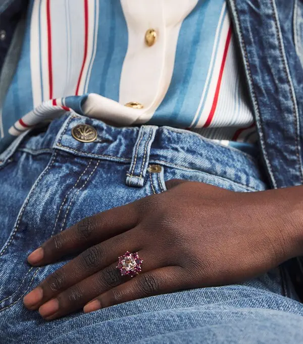 JENNIFER MEYER Rubellite And Gemstone Flower Ring