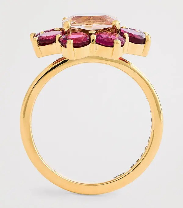 JENNIFER MEYER Rubellite And Gemstone Flower Ring