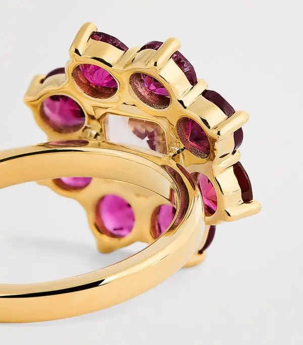 JENNIFER MEYER Rubellite And Gemstone Flower Ring