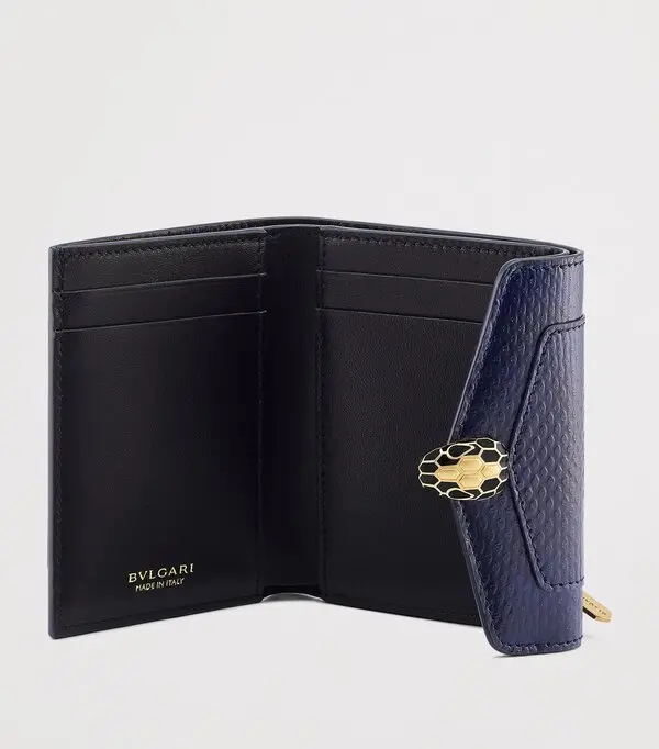 BVLGARI Karung Leather Serpenti Forever Compact Wallet - Blue