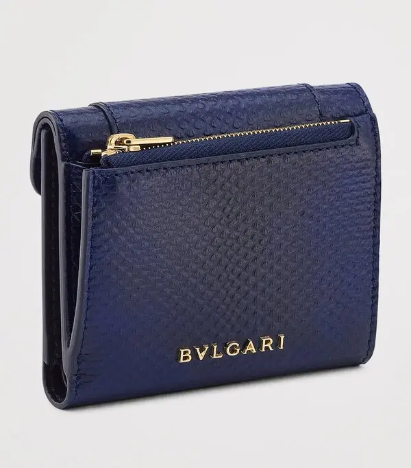 BVLGARI Karung Leather Serpenti Forever Compact Wallet - Blue