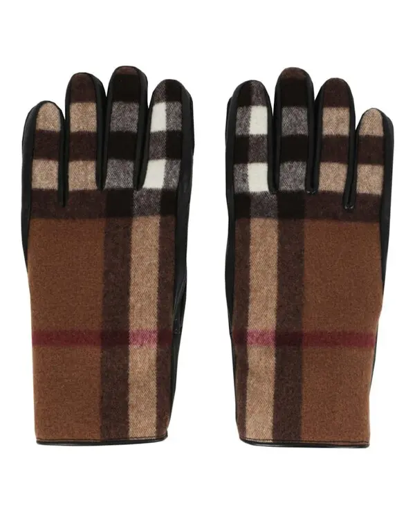 Burberry Exploded Check Print Gloves - Brown