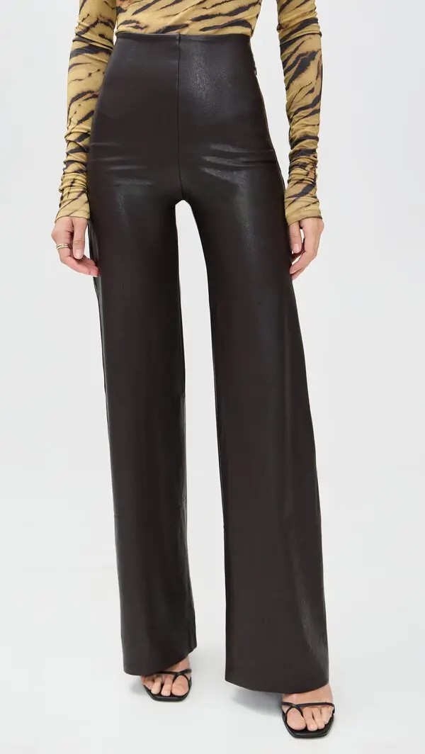 Commando Faux Leather Wide-leg Pant - Espresso