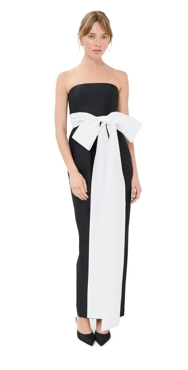 Bernadette Lina Strapless Maxi Dress - Black / White