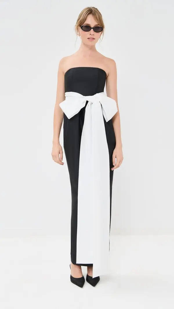 Bernadette Lina Strapless Maxi Dress - Black / White