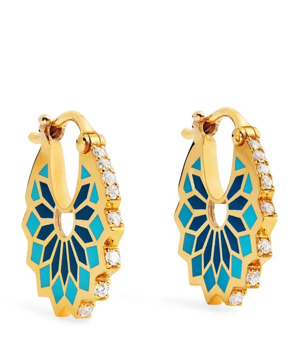 L'ATELIER NAWBAR Lady Sursock Diamond And Enamel Earrings - Gold