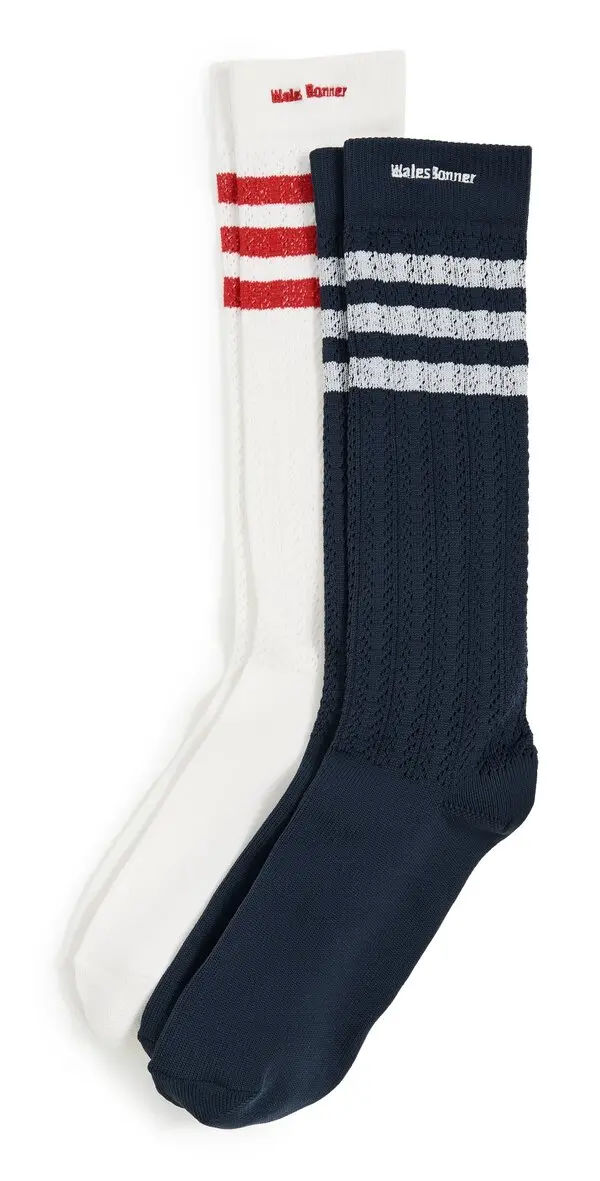 ADIDAS X WALES BONNER 2-pack Patterned Socks - Chalk White/night Navy