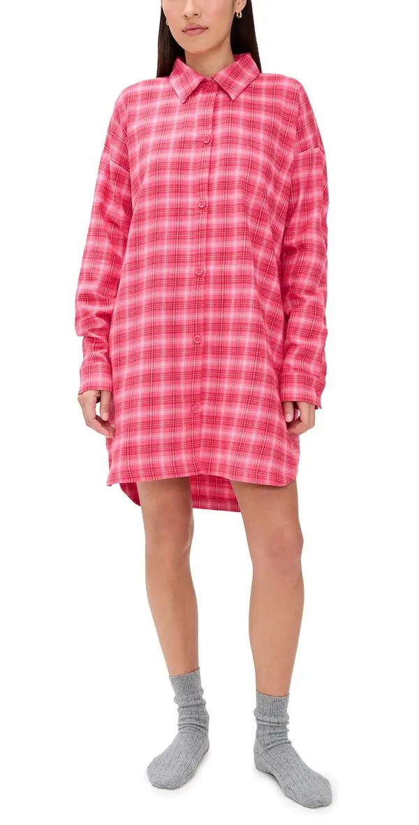 BEDHEAD PAJAMAS High-low Boyfriend Collared Shirt