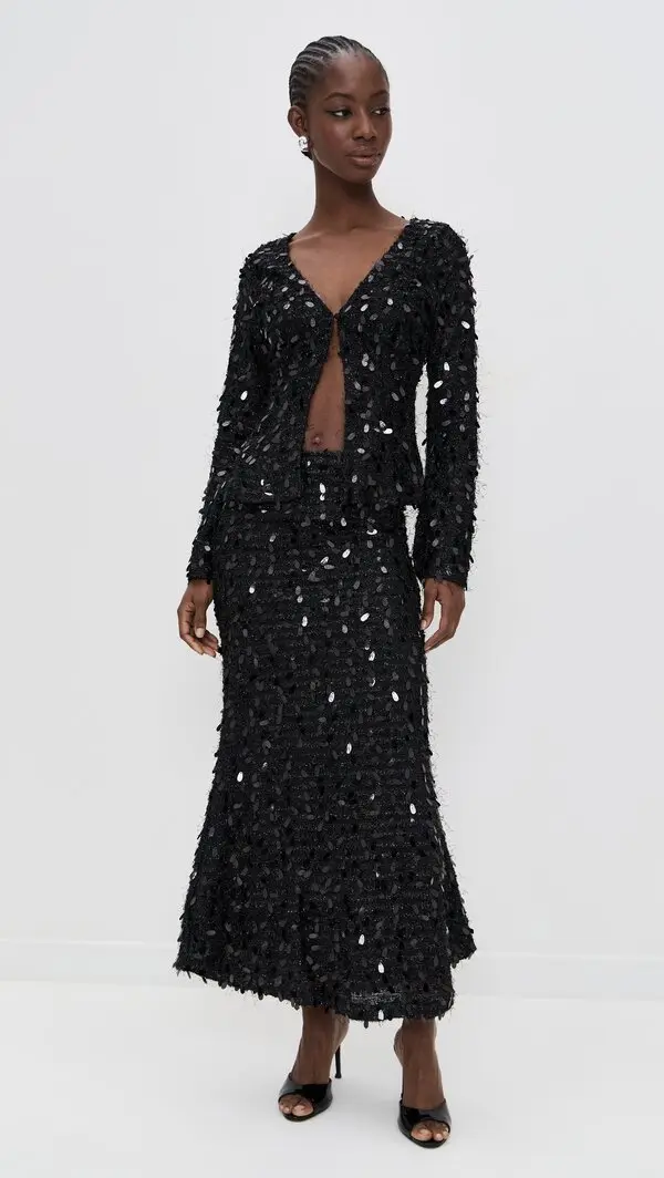 BAILEY ROSE Sequin Embellished Maxi Skirt