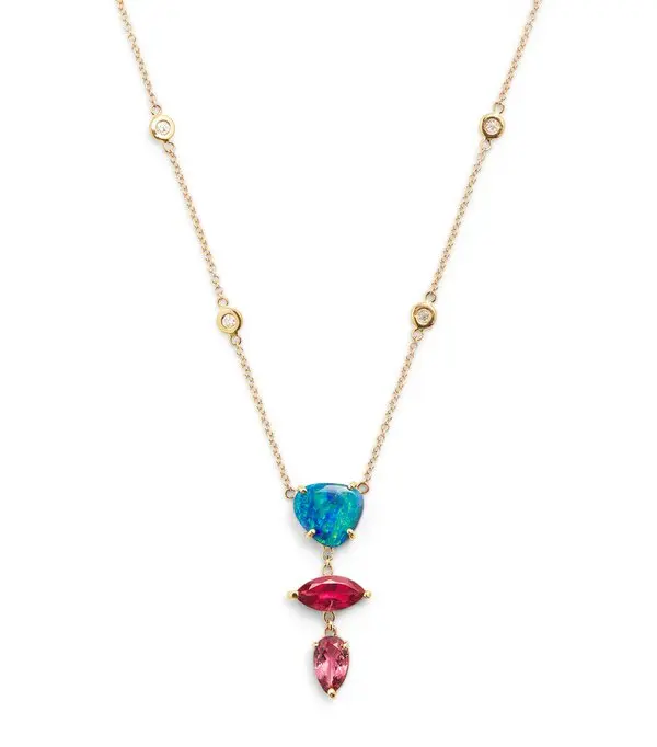 Jacquie Aiche Yellow Diamond, Tourmaline And Opal Necklace - Gold