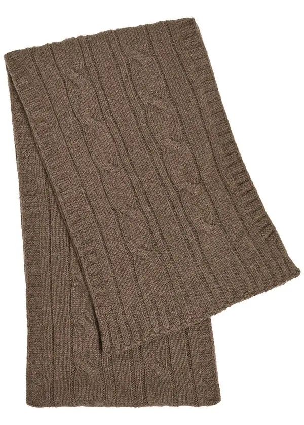 John Smedley Wooton Cable-knit Cashmere And Wool-blend Scarf - Taupe