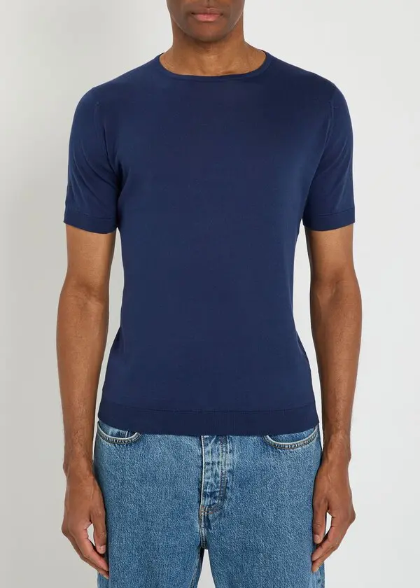 John Smedley Belden Fine-knit Cotton T-shirt - Dark Blue