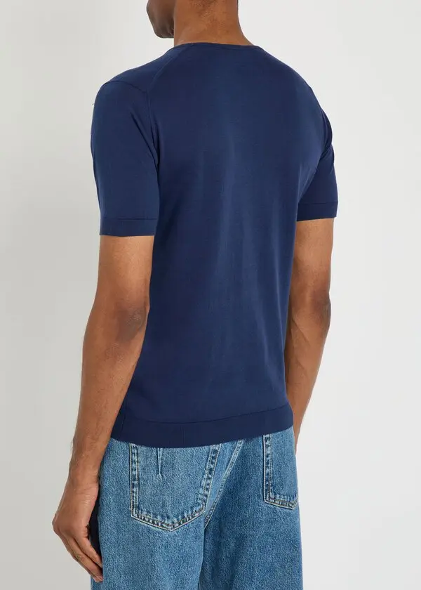 John Smedley Belden Fine-knit Cotton T-shirt - Dark Blue