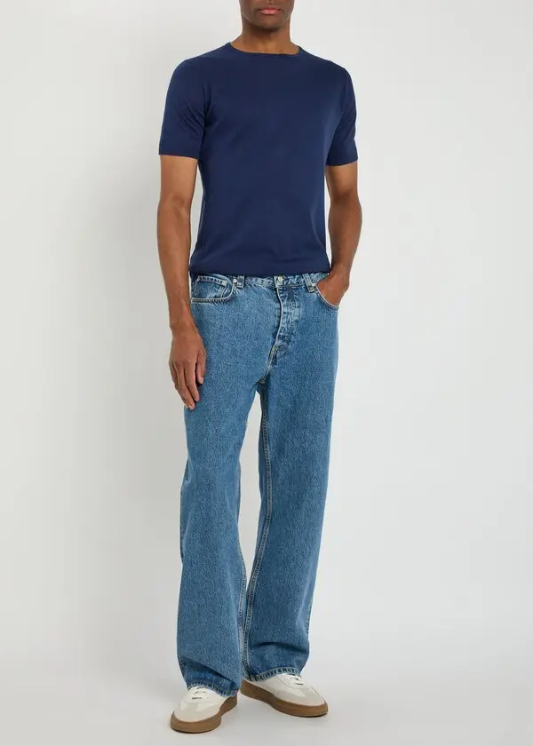 John Smedley Belden Fine-knit Cotton T-shirt - Dark Blue