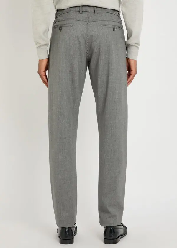 Canali Tapered-leg Stretch-wool Trousers - Light Grey