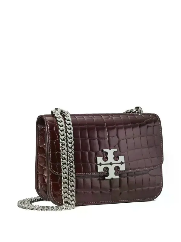 Tory Burch Eleanor Croc-embossed Shoulder Bag - Brown