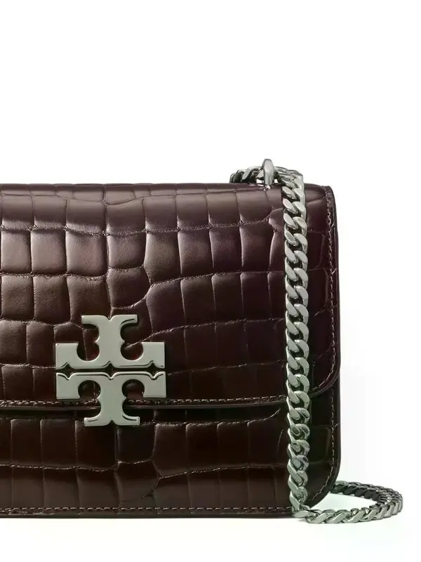 Tory Burch Eleanor Croc-embossed Shoulder Bag - Brown
