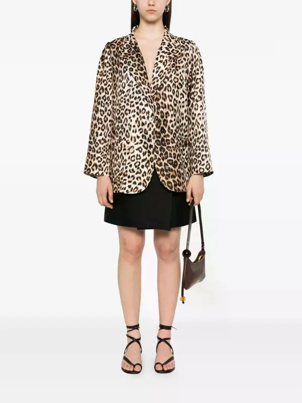 La Prestic Ouiston Leopard Print Single-breasted Blazer
