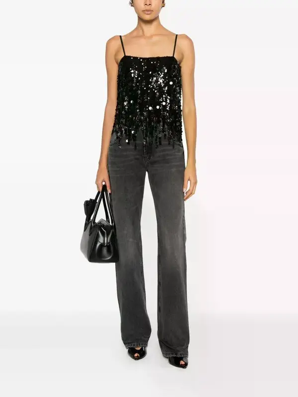 Blumarine Sequin Fringed Top - Black