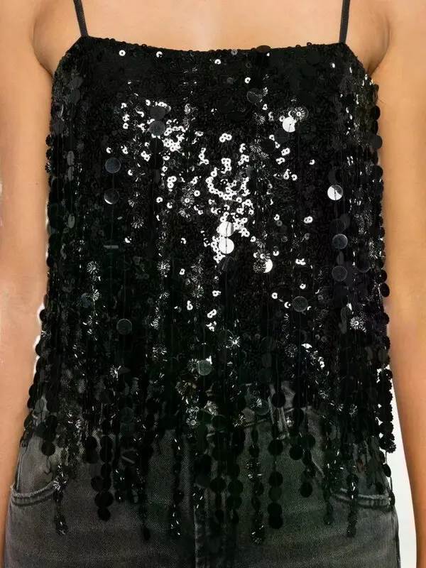 Blumarine Sequin Fringed Top - Black