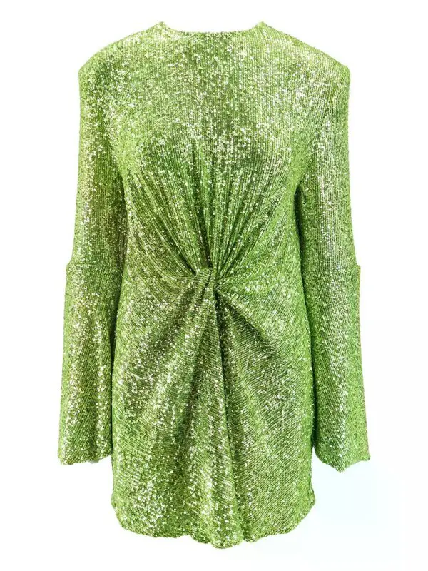 Nervi Sequin-embellished Knot-detail Mini Dress - Green