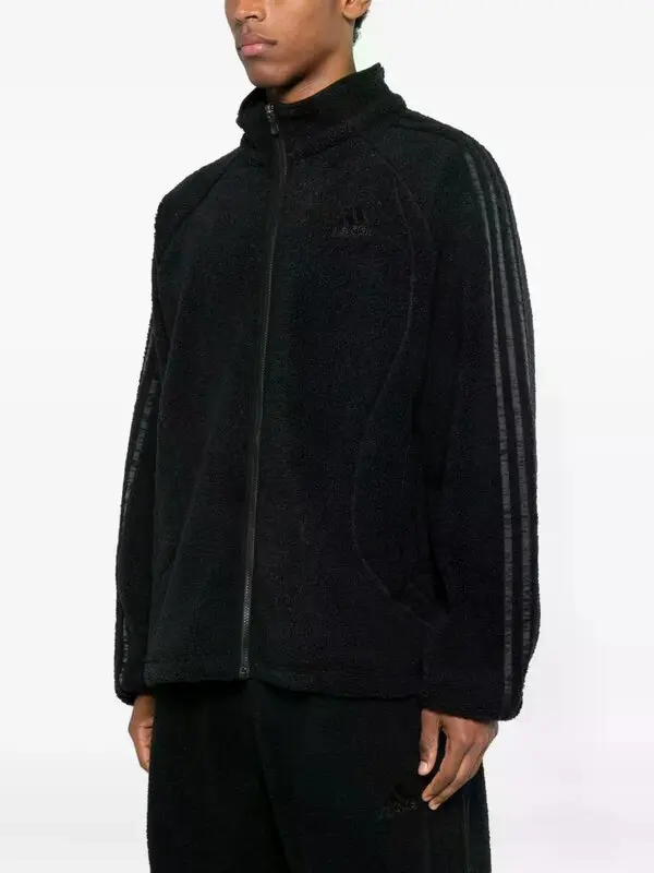 Adidas Borg Three-stripe Zip Sweatshirt - Black