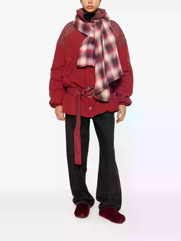 MARBELL Quilted Belted Jacket - Red