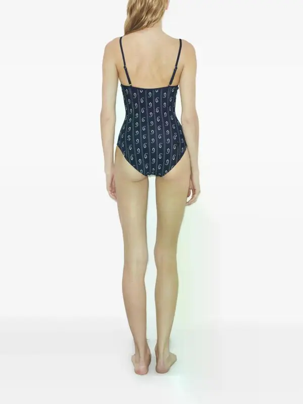 Tory Burch Printed Underwire Swimsuit - Blue
