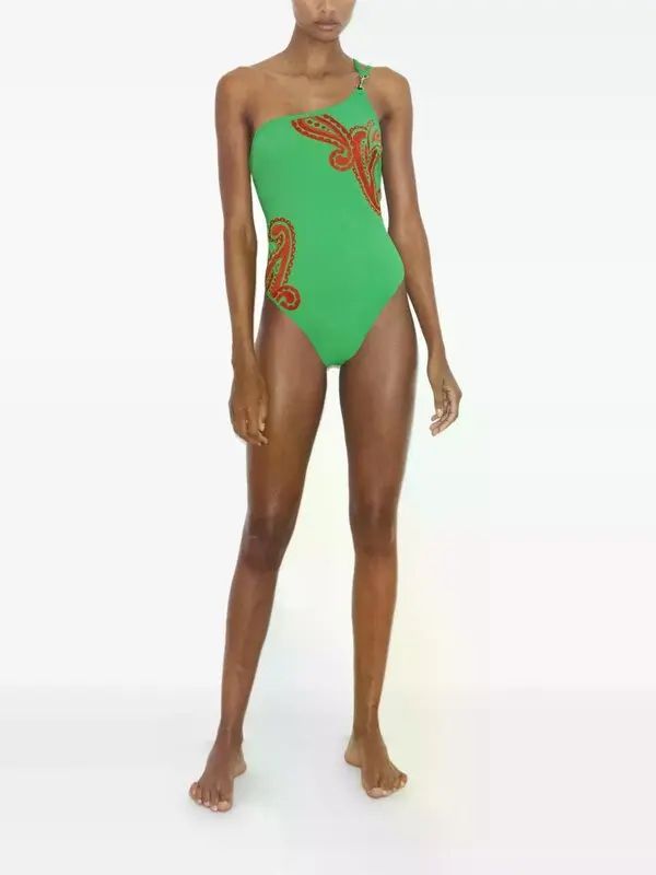 Tory Burch Embroidered One-shoulder Swimsuit