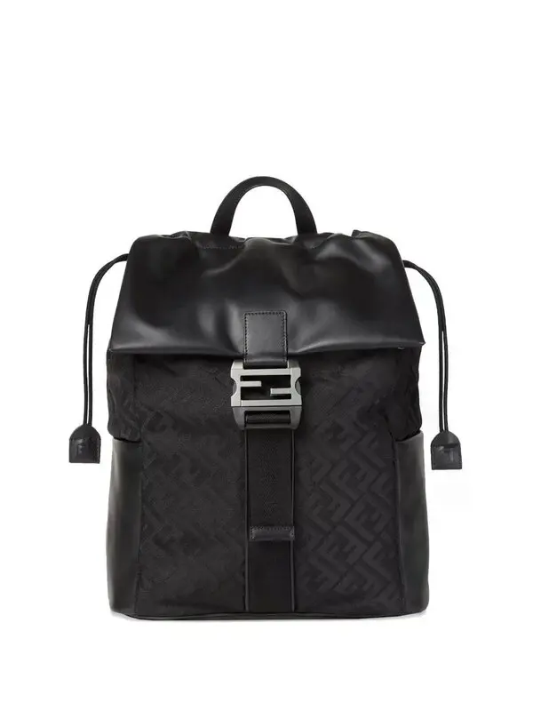 Fendi Flux Buckle Backpack - Black