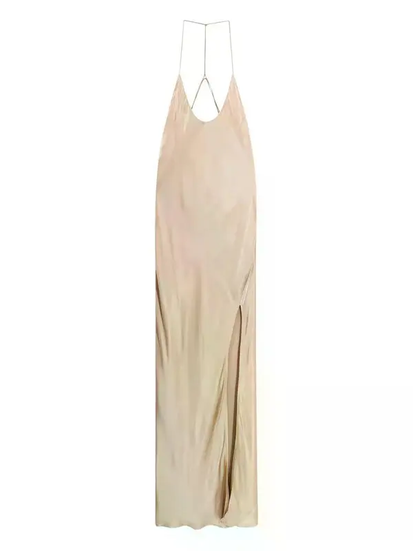 THE NINA STUDIO Slit Satin Dress - Neutrals