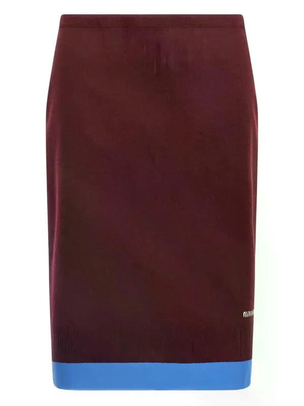 Miu Miu Embroidered Logo Split Midi Skirt