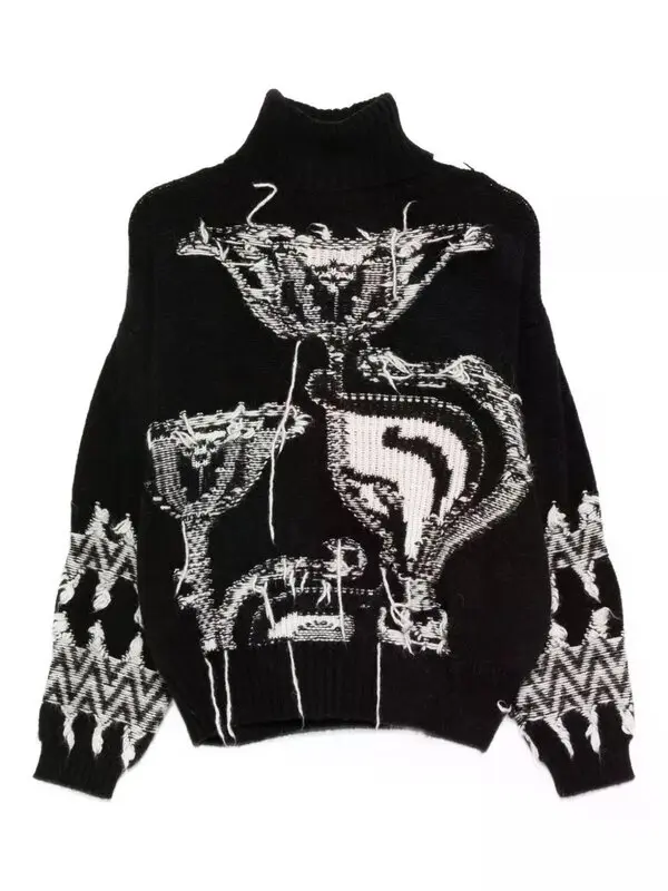 CIRCUS HOTEL Patterned Roll-neck Sweater