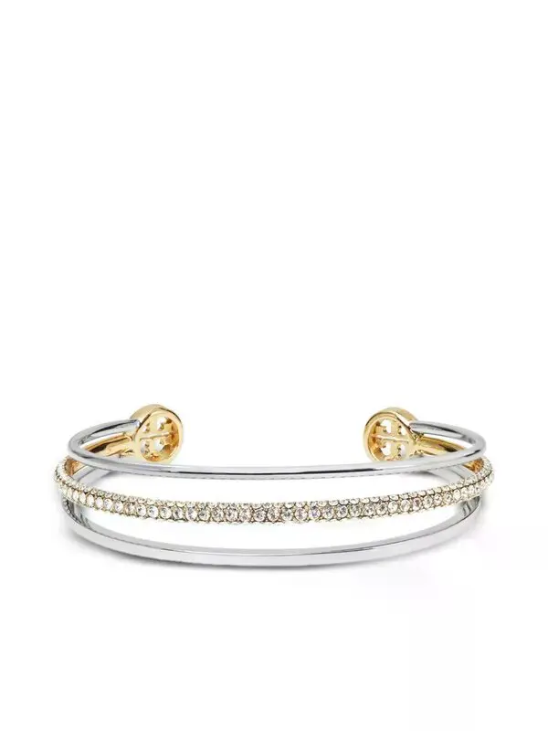 Tory Burch Icon Mixed Pavé Cuff Bracelet - Silver