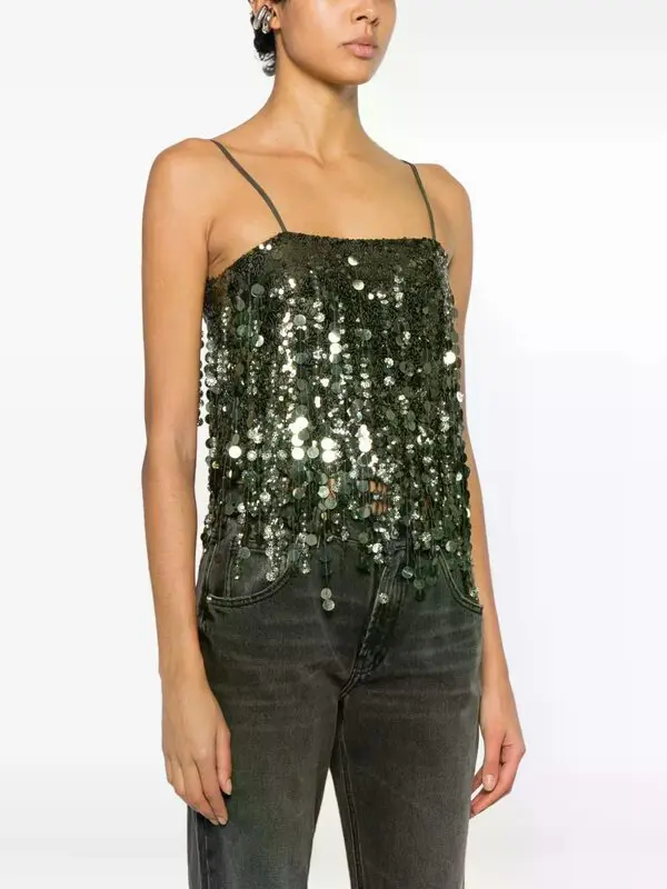 Blumarine Sequin Embellished Top - Green