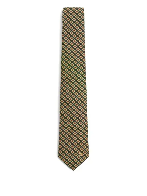 Valentino Garavani Chamber Pattern Jacquard Vlogo-plaque Tie - Black