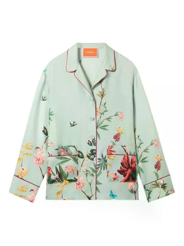 La DoubleJ Floral Panel Pyjama Shirt - Blue