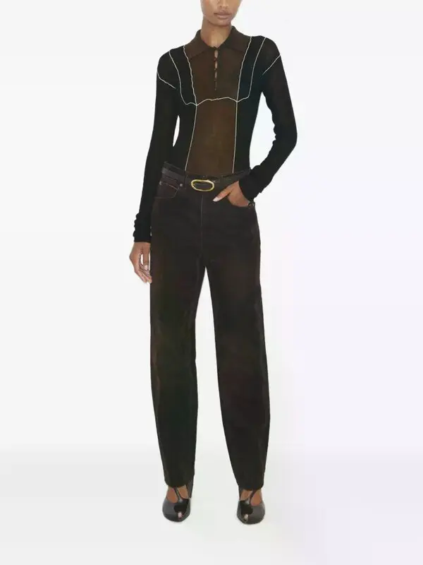 Tory Burch Colour-block Polo Top With Contrasting Stitching - Black