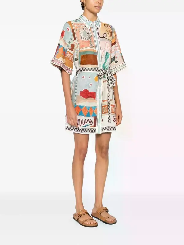 ALEMAIS Abstract-print Mini Dress - Neutrals