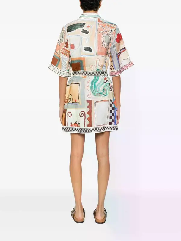 ALEMAIS Abstract-print Mini Dress - Neutrals