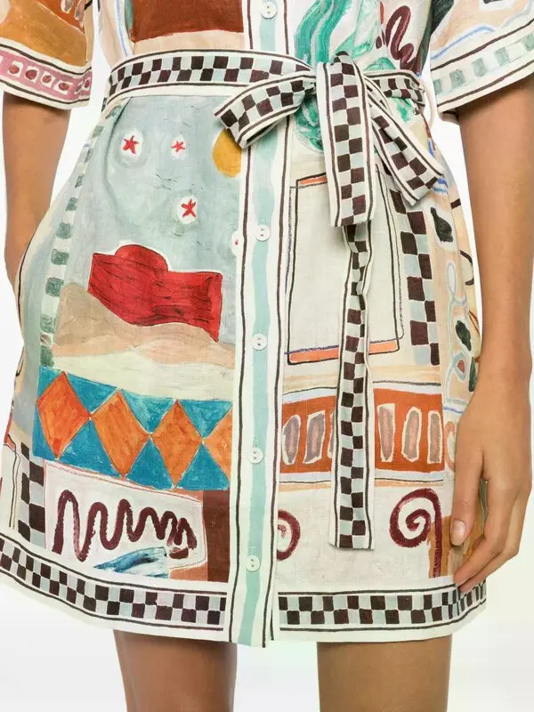 ALEMAIS Abstract-print Mini Dress - Neutrals