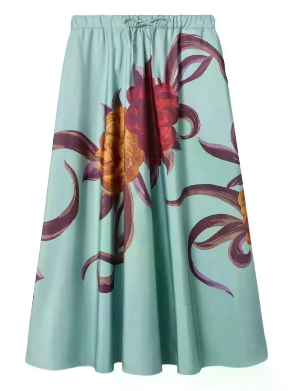 La DoubleJ Floral-print Skirt - Blue