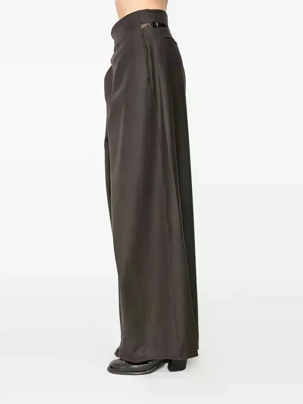Andrea Ya'aqov Taupe Pleated Wide Leg Trousers